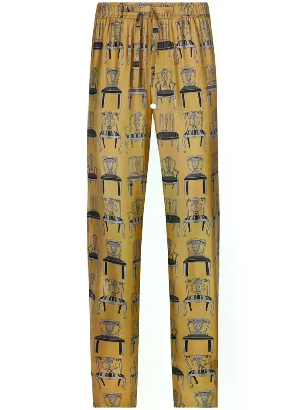 Dolce & Gabbana Graphic-print Silk Lounge Trousers - Yellow