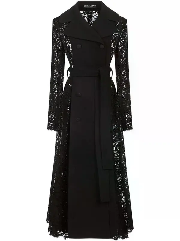 Dolce & Gabbana Lace Detail Double-breasted Coat