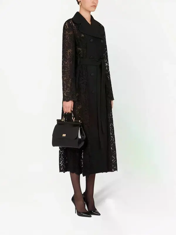 Dolce & Gabbana Lace Detail Double-breasted Coat