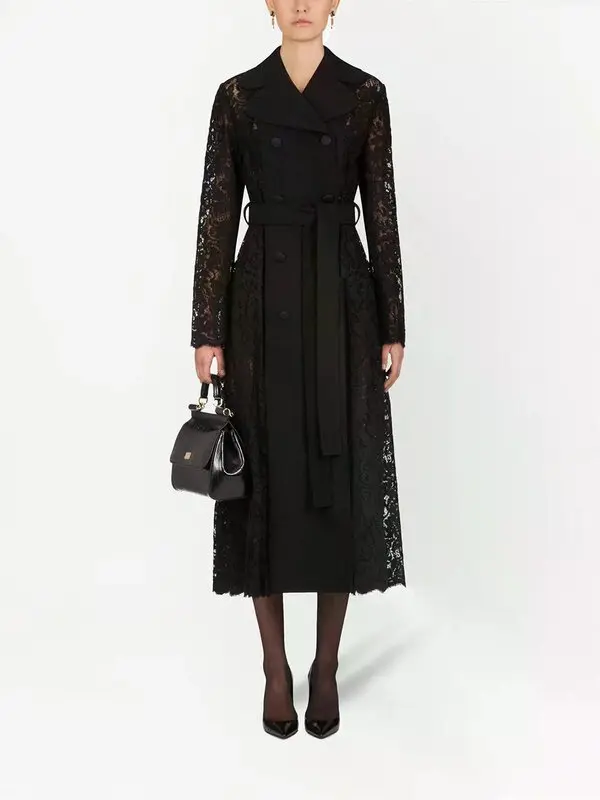 Dolce & Gabbana Lace Detail Double-breasted Coat