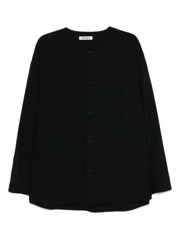 Attachment Wool Tropical Collarless Shirt