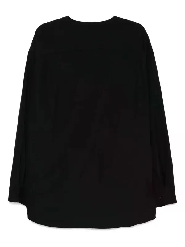 Attachment Wool Tropical Collarless Shirt