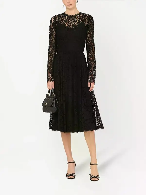 Dolce & Gabbana Lace Long-sleeved Dress - Black