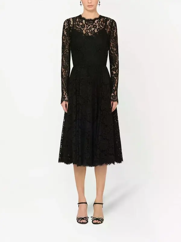 Dolce & Gabbana Lace Long-sleeved Dress - Black