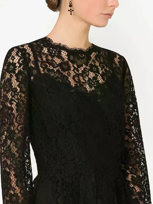 Dolce & Gabbana Lace Long-sleeved Dress - Black