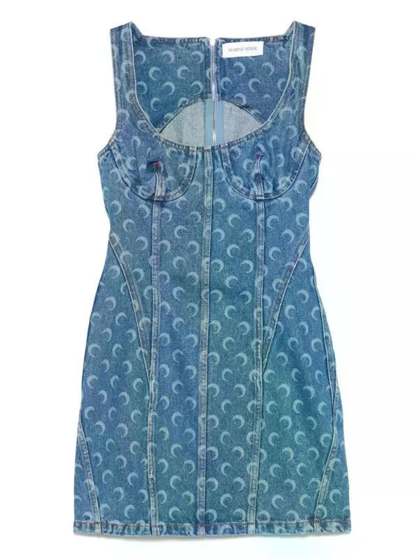 MARINE SERRE Moon Laser Denim Mini Dress