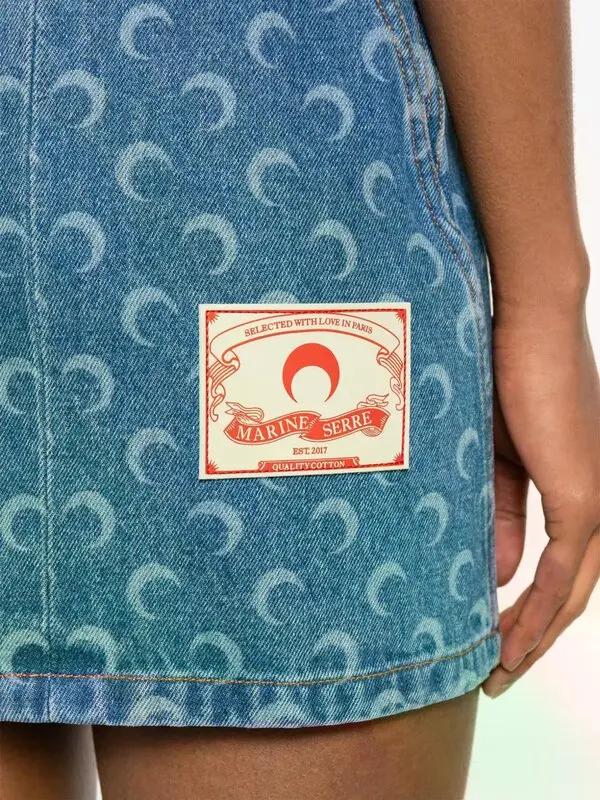 MARINE SERRE Moon Laser Denim Mini Dress