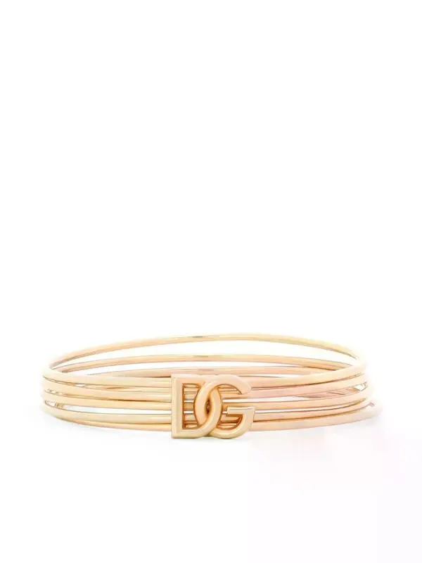 Dolce & Gabbana Dg Logo-charm Multi-hoop Bracelet - Gold
