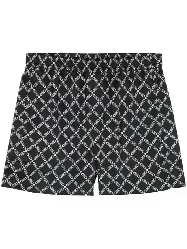 Michael Kors Empire Logo-print Satin Shorts - Black