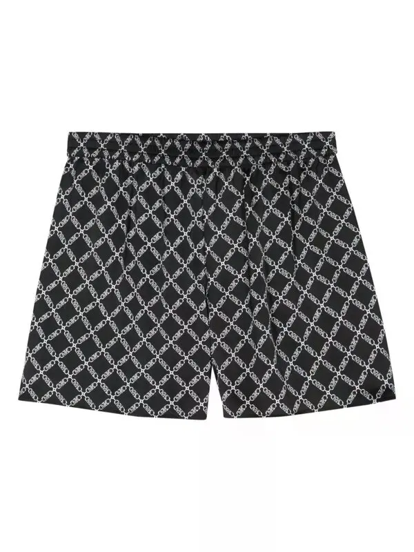 Michael Kors Empire Logo-print Satin Shorts - Black
