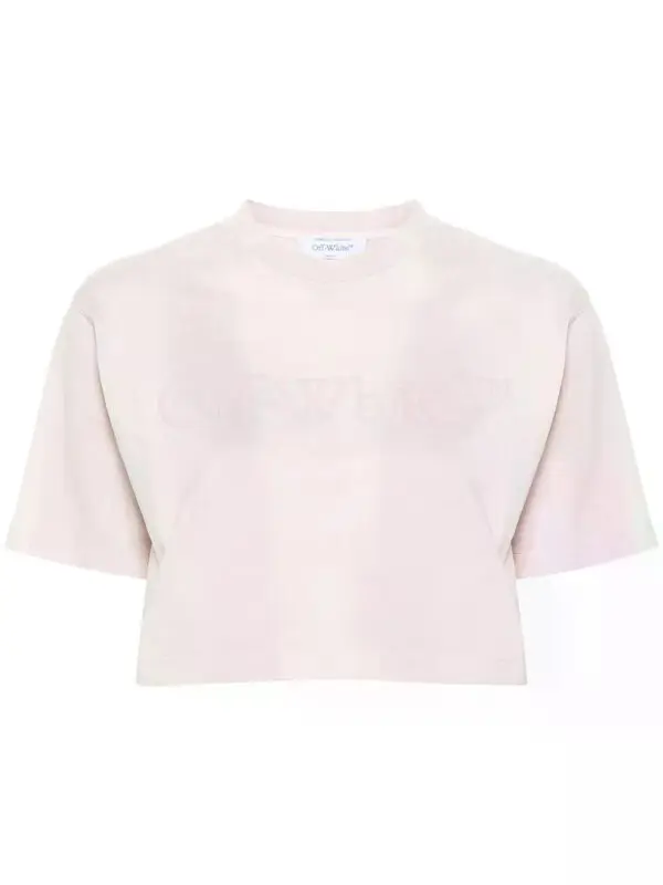 Off-White Rubberised-logo Cropped T-shirt