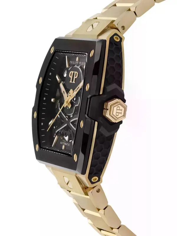 Philipp Plein The Skeleton 44mm Watch With Gold-tone Bracelet - Black