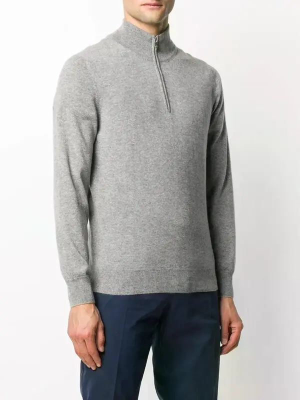 Brunello Cucinelli Zip-up Roll Neck Jumper - Grey