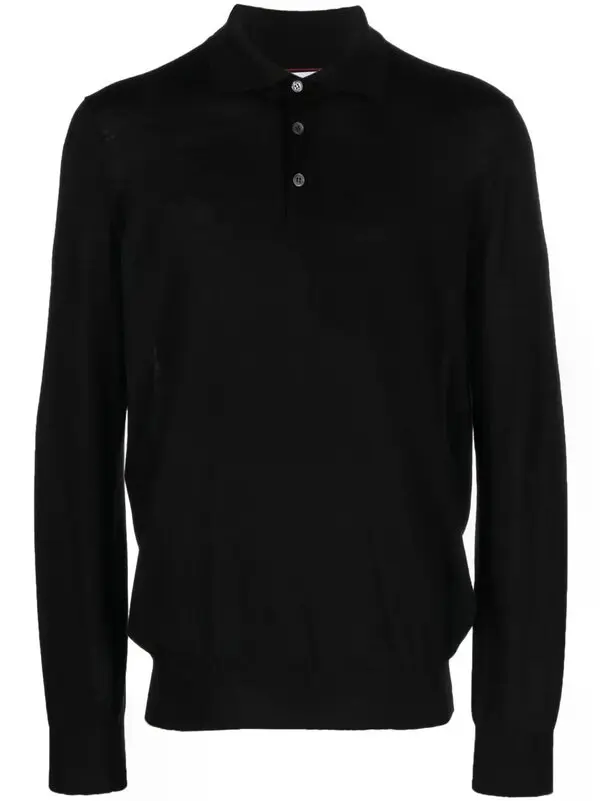 Brunello Cucinelli Long-sleeve Virgin Wool Polo Shirt - Black