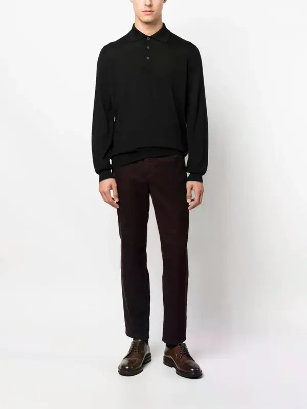 Brunello Cucinelli Long-sleeve Virgin Wool Polo Shirt - Black