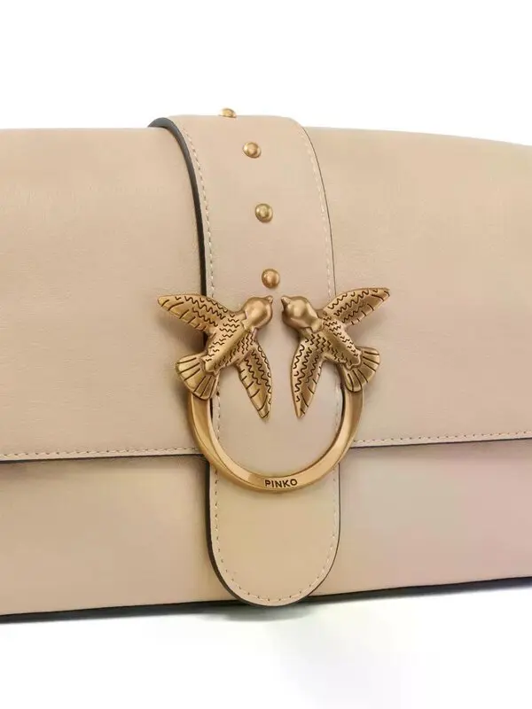Pinko Love Leather Shoulder Bag - Neutrals