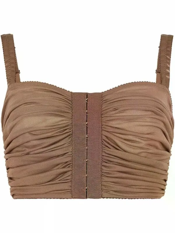 Dolce & Gabbana Draped Crop Top - Brown