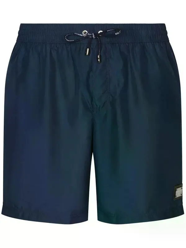 Dolce & Gabbana Logo-tag Long-leg Swim Shorts - Blue