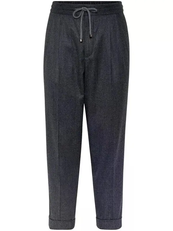 Brunello Cucinelli Drawstring Wool Trousers - Grey