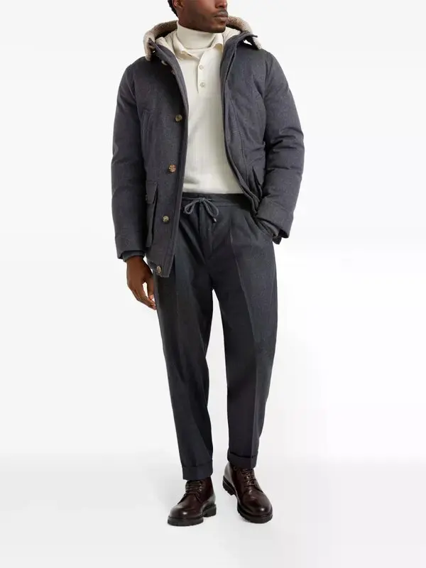 Brunello Cucinelli Drawstring Wool Trousers - Grey