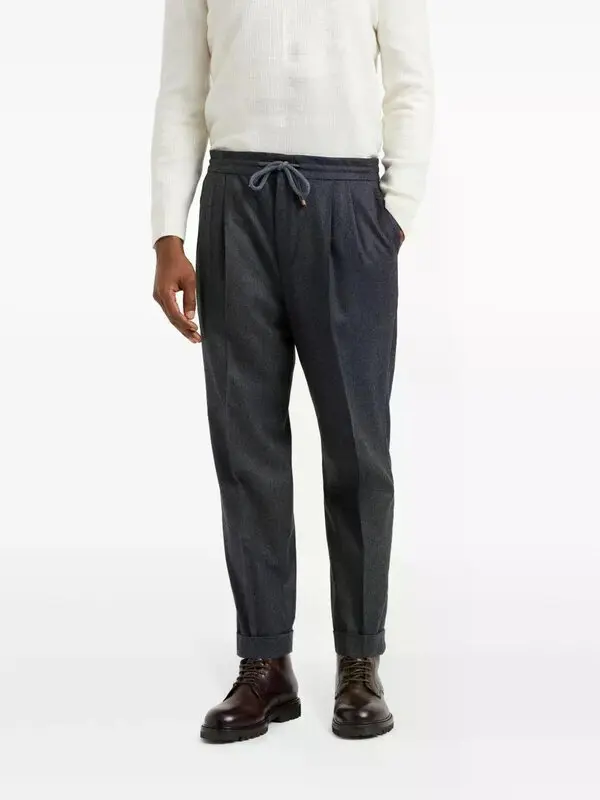 Brunello Cucinelli Drawstring Wool Trousers - Grey