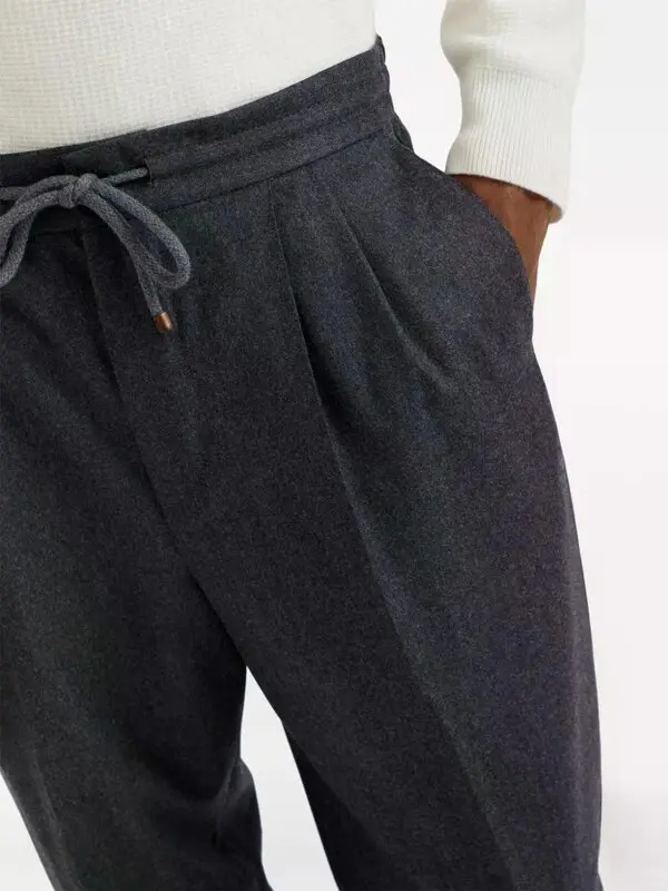 Brunello Cucinelli Drawstring Wool Trousers - Grey
