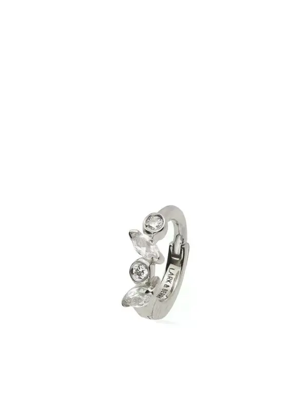 LARK & BERRY 14kt White Gold Diamond And Sapphire Hoop Earring - Silver