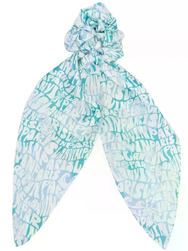 LANVIN Logo-print Knot-detailed Scrunchie - Blue