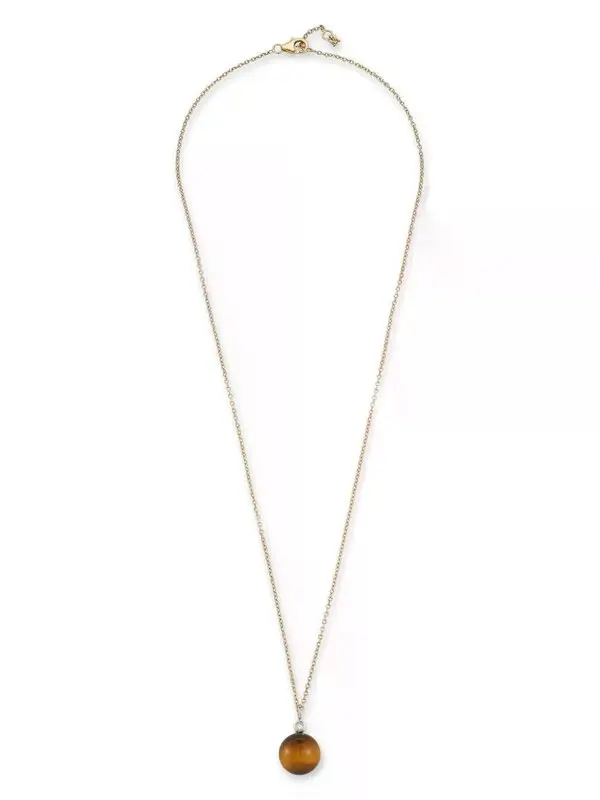 Mateo 14kt Yellow Tiger's Eye And Diamond Pendant Necklace - Gold