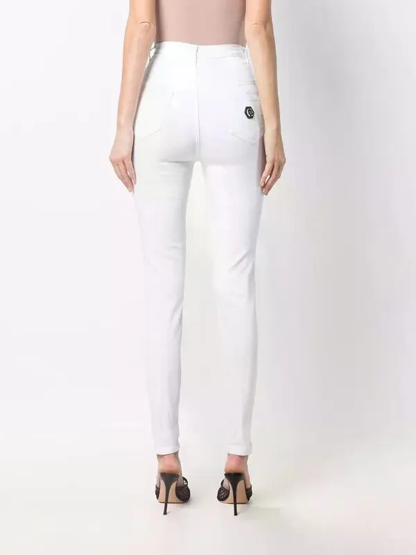 Philipp Plein Super High-waist Skinny Jeans - White