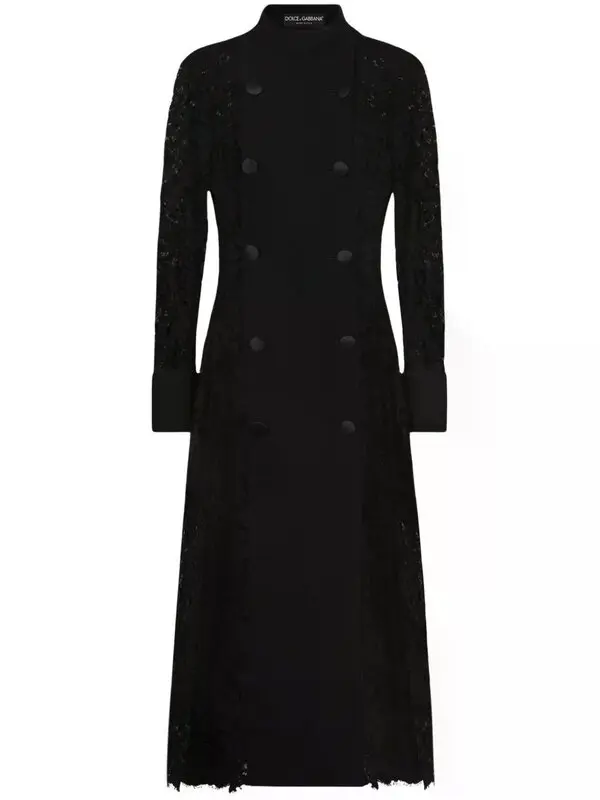 Dolce & Gabbana Lace-paneling Double-breasted Coat