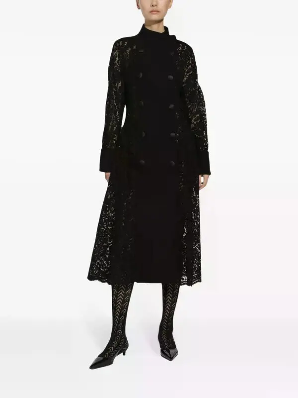 Dolce & Gabbana Lace-paneling Double-breasted Coat