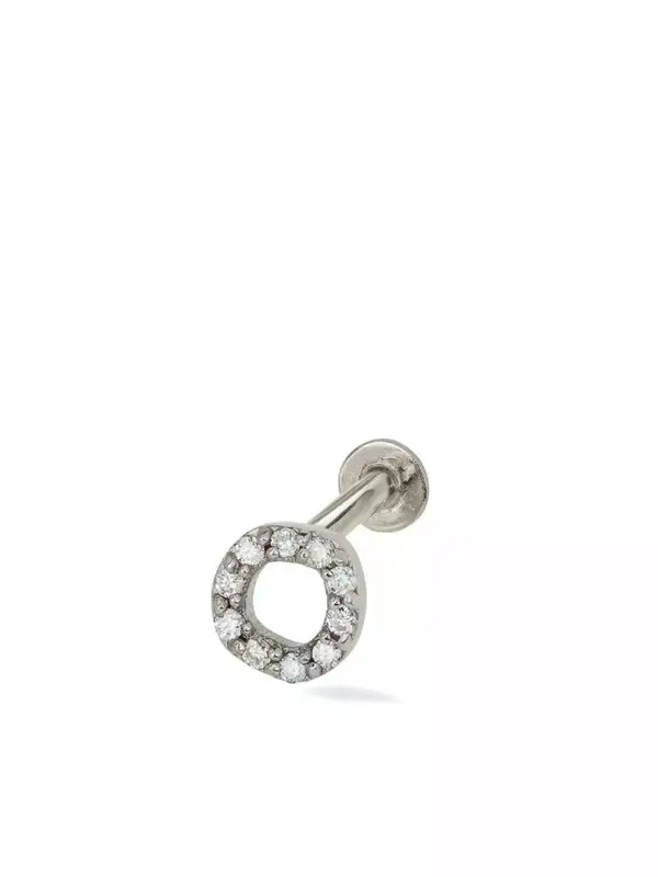 LARK & BERRY 14kt White Gold Halo Diamond Single Stud Earring - Silver
