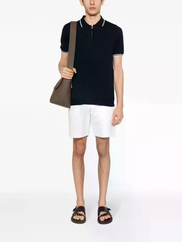 Kiton Zip-up Cotton Polo Shirt