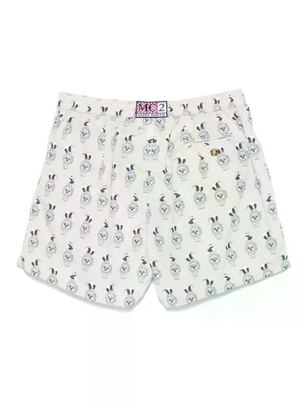 MC2 SAINT BARTH Graphic-print Swim Shorts - Neutrals