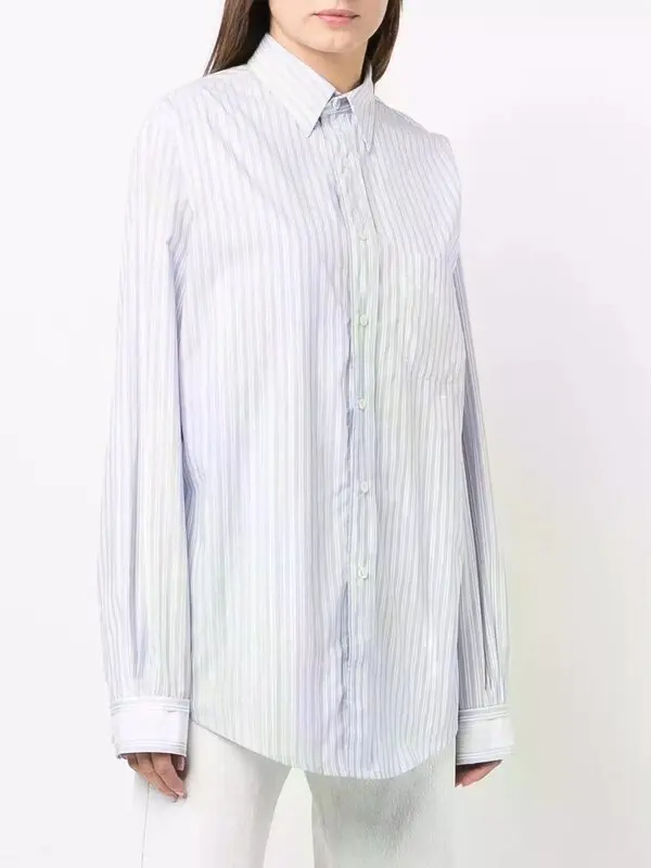 MAISON MARGIELA Stripe-print Pointed-collar Shirt