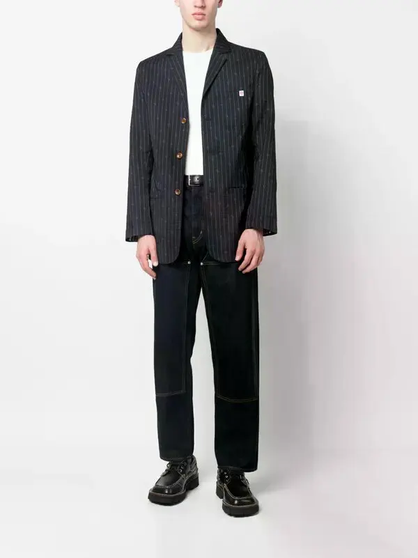 CHARLES JEFFREY Pinstripe Wool-blend Single-breasted Blazer