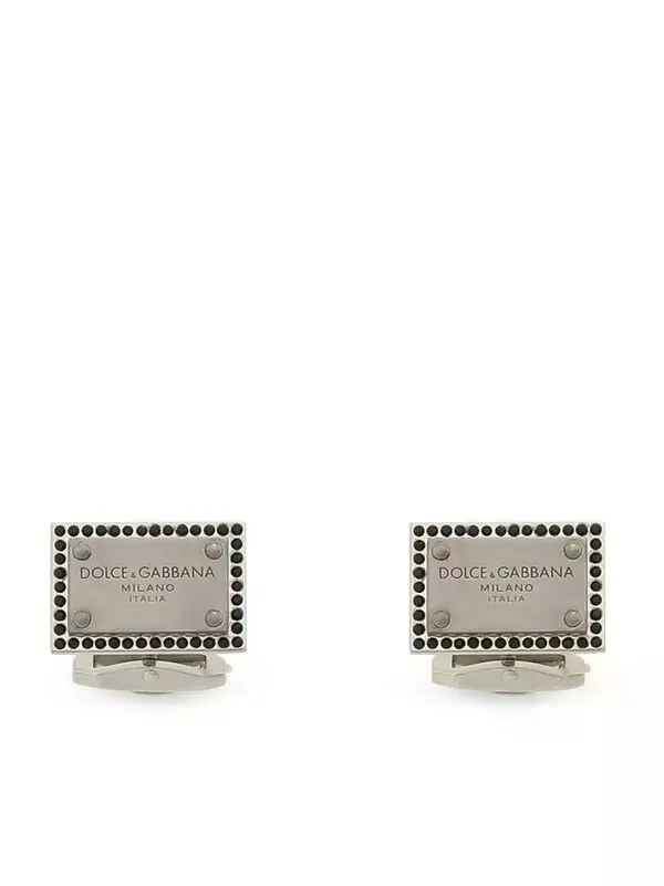 Dolce & Gabbana Logo-engraved Rectangle-shape Cufflinks - Silver
