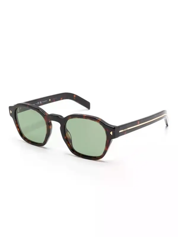 Prada Logo-engraved Square Frame Sunglasses - Brown