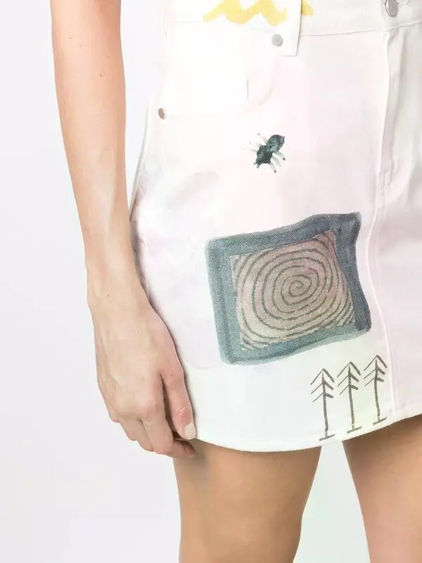 Alexander McQueen Floral-print Denim Mini Skirt