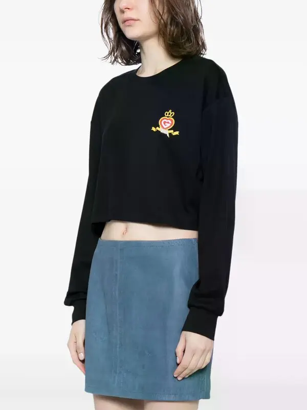 GROUND ZERO Logo-print Cropped Sweatshirt - Black