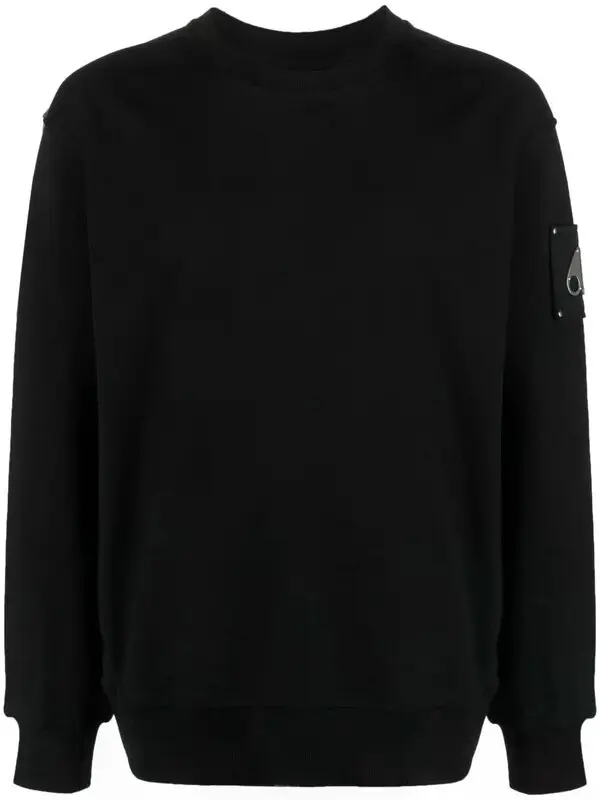 Moose Knuckles Logo Plaque Cotton Sweatshirt - Black
