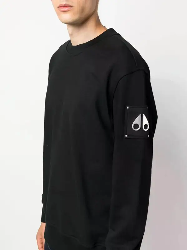 Moose Knuckles Logo Plaque Cotton Sweatshirt - Black