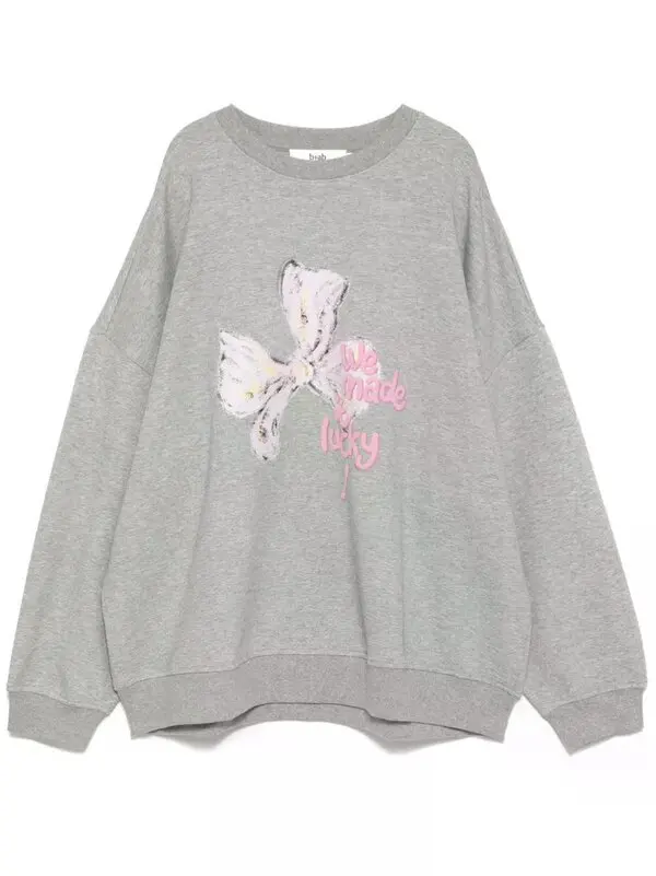 B+AB Ash Cotton Blend Graphic Print Sweatshirt - Grey