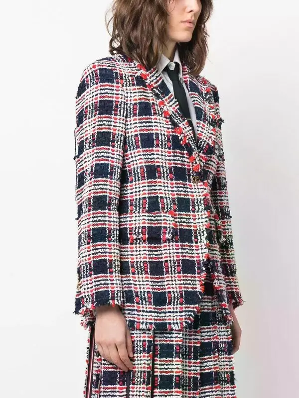 Thom Browne Frayed Single-breasted Tweed Blazer