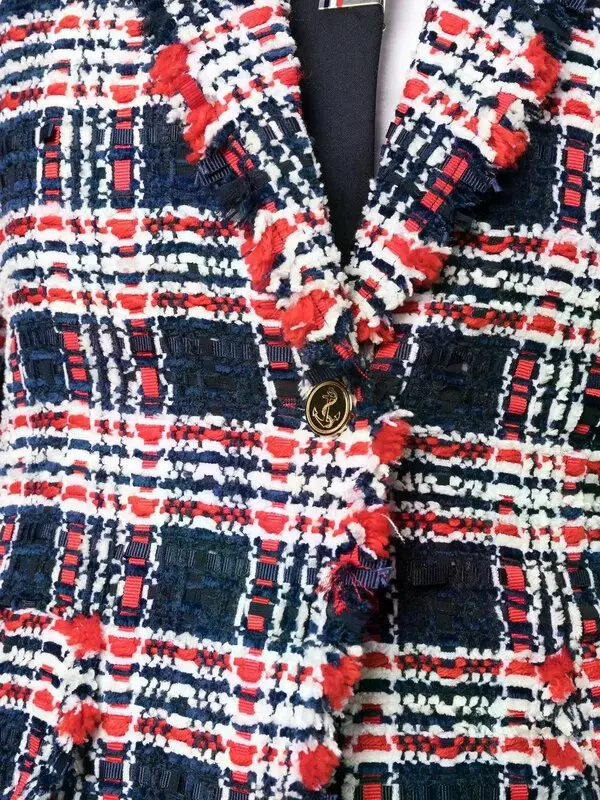 Thom Browne Frayed Single-breasted Tweed Blazer