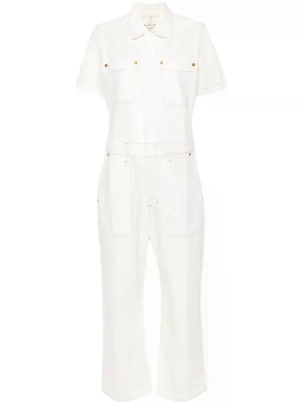 SLVRLAKE Short-sleeved Twill Jumpsuit - White