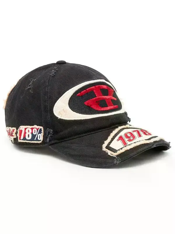 DIESEL® Distressed-effect C-braff Cap - Black