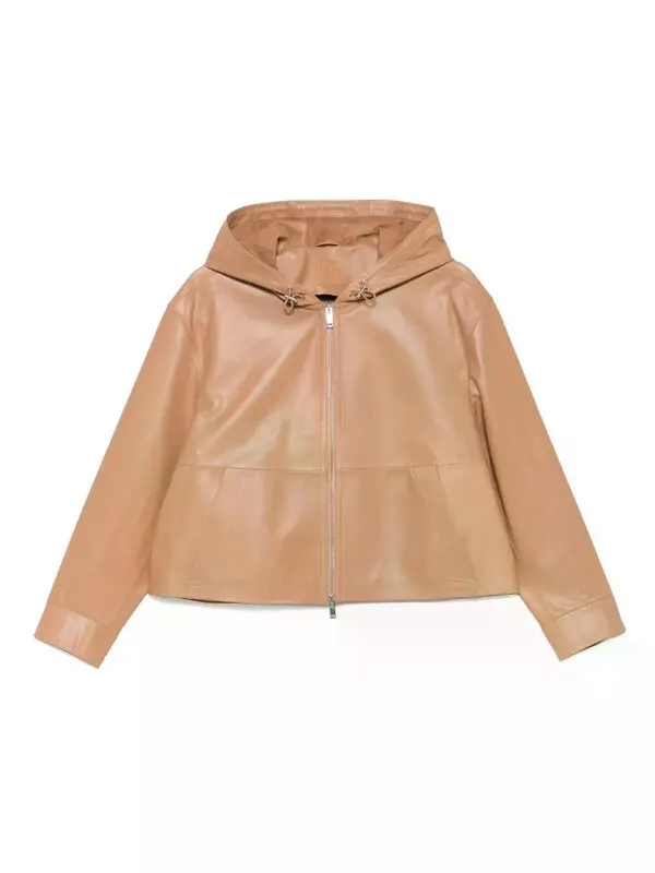 DESA 1972 Leather Jacket With Drawstring Hood