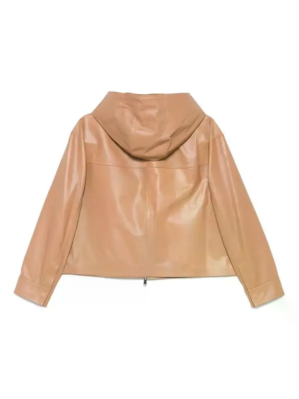 DESA 1972 Leather Jacket With Drawstring Hood